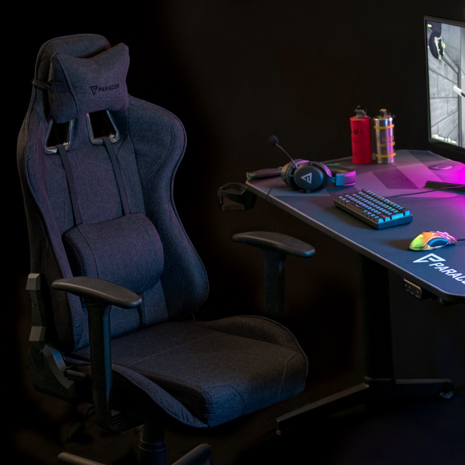 Paracon BRAWLER Gaming Chair - Textile - Dark Grey | Paracon