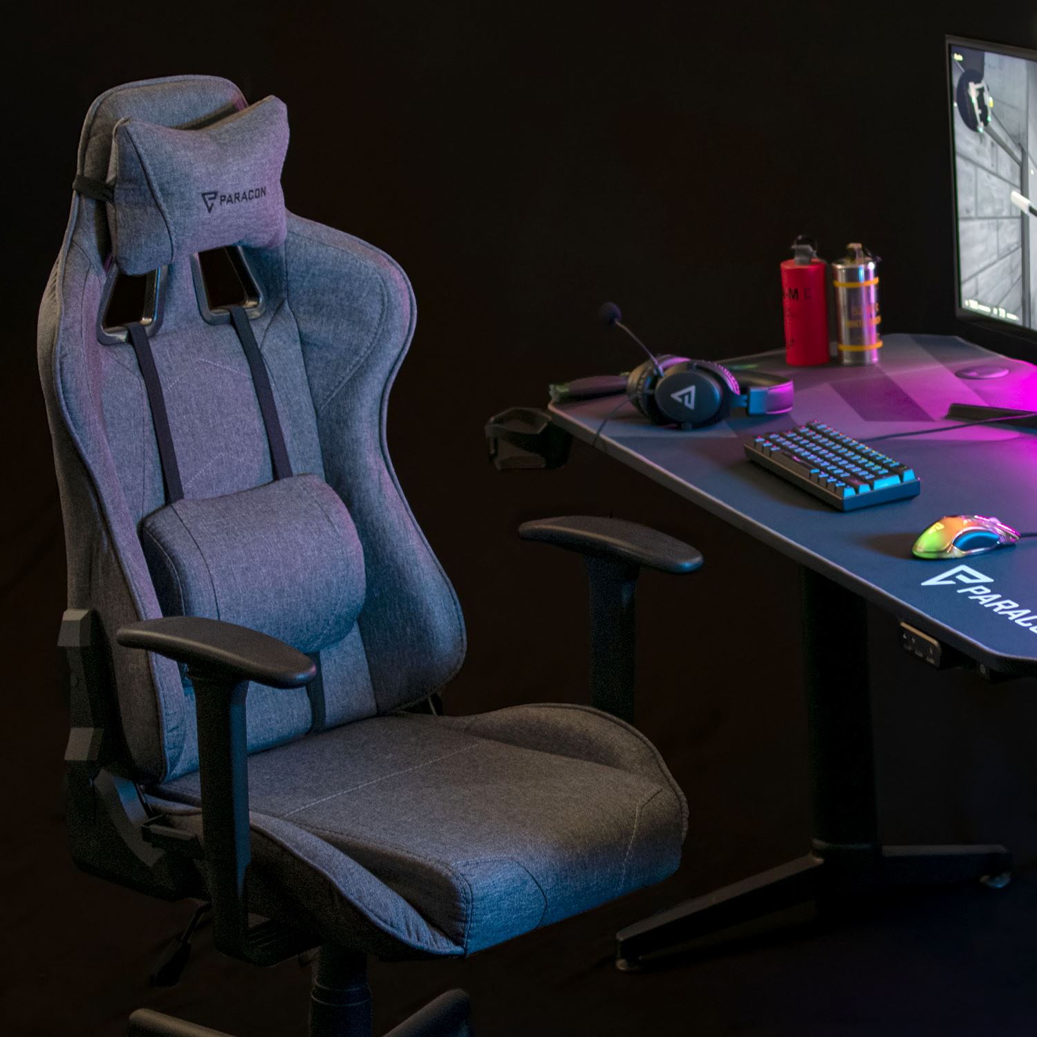 Paracon BRAWLER Gaming Chair - Textile - Grey | Paracon